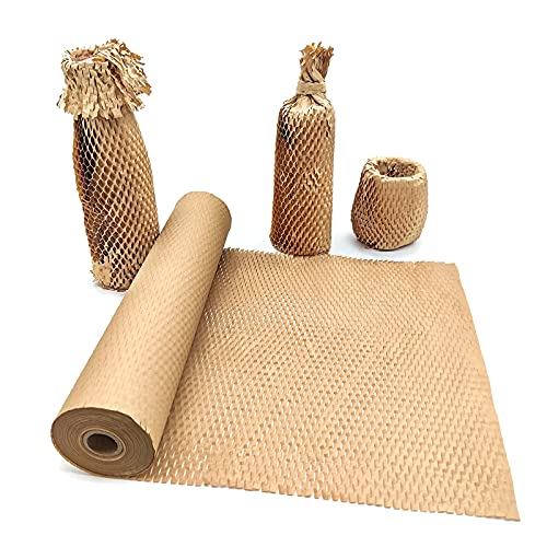 Honeycomb Packing Paper, 15" x 131' Honeycomb Cushioning Wrap Roll for Moving Shipping Packaging Gifts, Recyclable Honeycomb Paper Moving Supplies Bubble Paper Wrapping Protective Roll