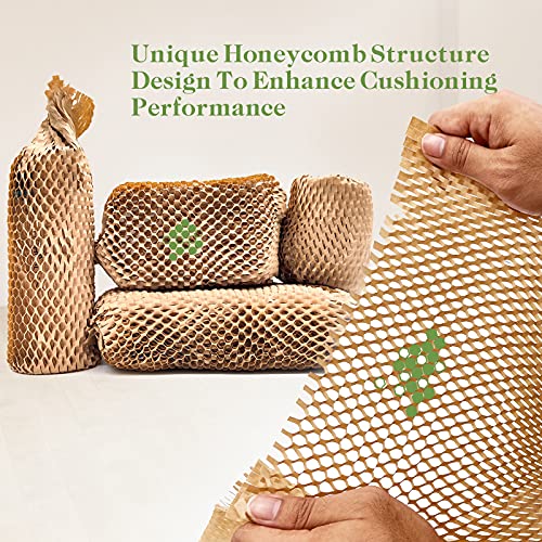 Honeycomb Packing Paper, 15" x 131' Honeycomb Cushioning Wrap Roll for Moving Shipping Packaging Gifts, Recyclable Honeycomb Paper Moving Supplies Bubble Paper Wrapping Protective Roll