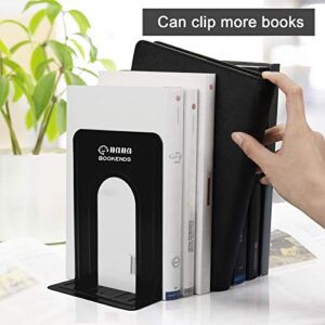 OHAHA 4 Pairs Black Metal Bookends,6.5 x 5.7 x 5 Inch Heavy Duty Bookend Support,Non-Skid Book Stopper,4 Pairs/8 Pieces Premium Bookends for Shelves,Bookends Decorative for Books/CDs/Video Games