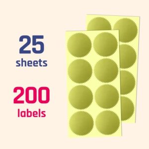 200 Pack, Gold Foil Seal Stickers for Certificates - 2" Diameter