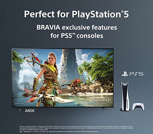 Sony 65 Inch 4K Ultra HD TV A80K Series: BRAVIA XR OLED Smart Google TV with Dolby Vision HDR and Exclusive Features for The Playstation® 5 XR65A80K- 2022 Model (Renewed)