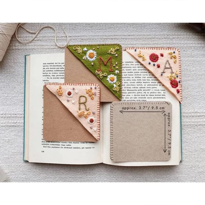 Personalized Hand Embroidered Corner Bookmark, Cute Flower Letter Embroidery Bookmarks, Felt Triangle Page Corner Handmade Bookmark, Felt Triangle Bookmark, Bookmarks for Book Lovers Fall A