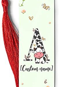 GOLEEX Personalized Initial Bookmark Cow Magnetic Bookmarks Customized Name Letter Page Markers Cute Reading Gifts for Book Lovers Kids Students Women Teens Adults at Christmas