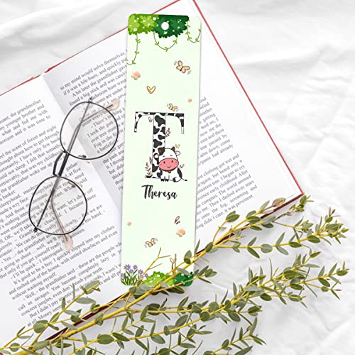 GOLEEX Personalized Initial Bookmark Cow Magnetic Bookmarks Customized Name Letter Page Markers Cute Reading Gifts for Book Lovers Kids Students Women Teens Adults at Christmas