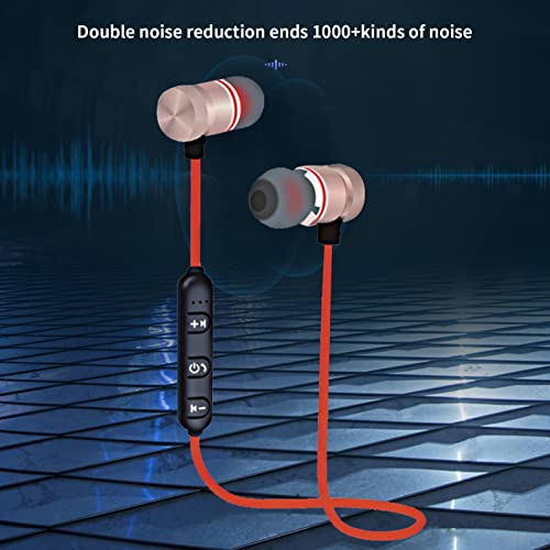 lamphle Wireless Ear Buds Earbuds Bluetooth for Android Apple Phone Compatible 4.2 Bluetooth Earbuds Noise Cancelling Extra Bass Magnetic Suction Wireless Headphones for Sports Golden One Size