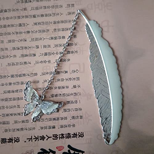 Luminous Bookmark Retro Feather Metal Bookmark, Glow in The Dark Bookmark, Ideal Gift for Reader, Teachers, Adults, Kids(Silver Butterfly)