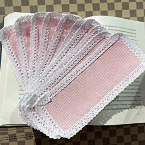 12pcs of 30x100 aida, 8.5x19cm in Size, Pink 14count Cotton aida Cloth Bookmarks to Cross Stitch