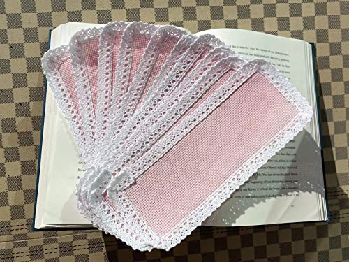 12pcs of 30x100 aida, 8.5x19cm in Size, Pink 14count Cotton aida Cloth Bookmarks to Cross Stitch