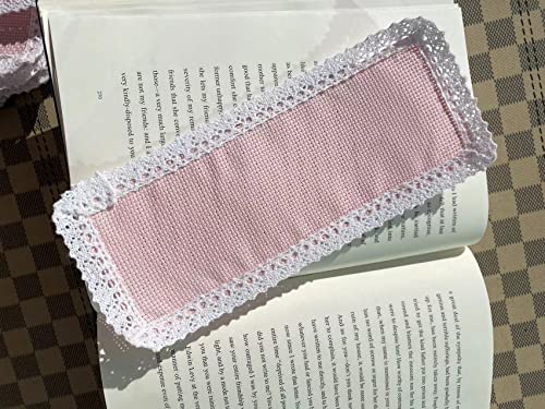 12pcs of 30x100 aida, 8.5x19cm in Size, Pink 14count Cotton aida Cloth Bookmarks to Cross Stitch