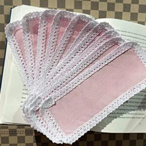 12pcs of 30x100 aida, 8.5x19cm in Size, Pink 14count Cotton aida Cloth Bookmarks to Cross Stitch