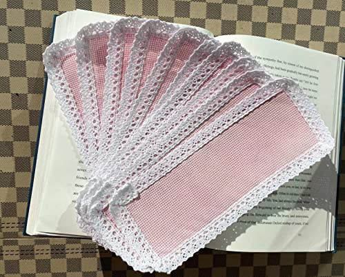 12pcs of 30x100 aida, 8.5x19cm in Size, Pink 14count Cotton aida Cloth Bookmarks to Cross Stitch