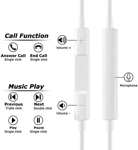 Wired Earbuds Earphones for iPhone 12 Pro with Microphone and Volume Control, Active Noise Cancellation Earbuds Earphones in Ear Headphones Compatible with iPhone 8/8plus X/Xs/XR/Xs max/11/12/pro/se