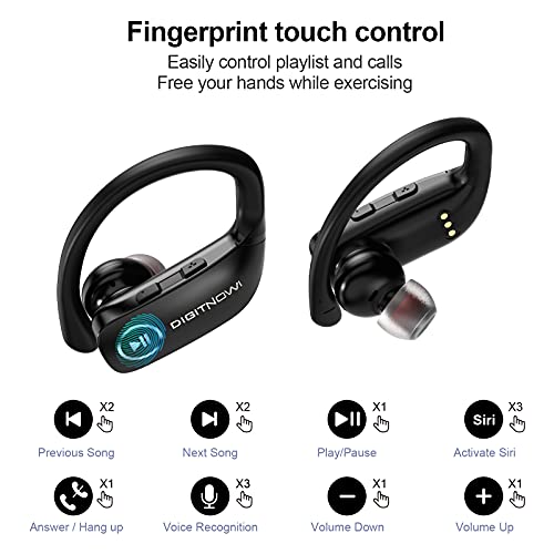 Wireless Earbuds, DIGITNOW Bluetooth 5.0 Headphones 48Hrs Play Back Touch Control with LED Display Charging Case Waterproof Stereo Earphones in-Ear Built-in Mic Headset Deep Bass for Sport Workout