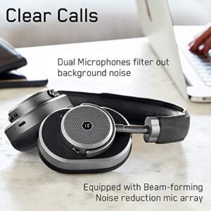 Master & Dynamic MW65 Active Noise-Cancelling (ANC) Wireless Headphones –, Bluetooth Over-Ear Headphones with Mic - Gunmetal/Black Leather (Renewed)