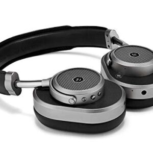 Master & Dynamic MW65 Active Noise-Cancelling (ANC) Wireless Headphones –, Bluetooth Over-Ear Headphones with Mic - Gunmetal/Black Leather (Renewed)