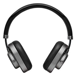 Master & Dynamic MW65 Active Noise-Cancelling (ANC) Wireless Headphones –, Bluetooth Over-Ear Headphones with Mic - Gunmetal/Black Leather (Renewed)