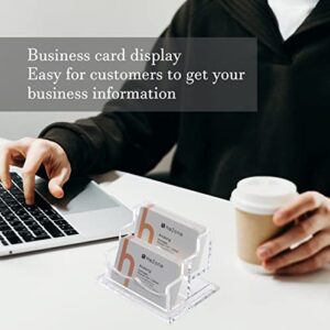 Business Card Holder for Desk 2 Tier 2 Slots, Clear Acrylic Business Card Display Stand, Holds100 Cards-1 Pack (2 Slots-H)