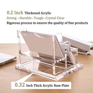 Business Card Holder for Desk 2 Tier 2 Slots, Clear Acrylic Business Card Display Stand, Holds100 Cards-1 Pack (2 Slots-H)