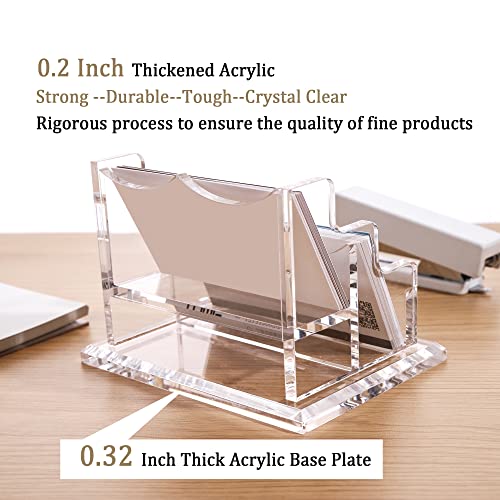 Business Card Holder for Desk 2 Tier 2 Slots, Clear Acrylic Business Card Display Stand, Holds100 Cards-1 Pack (2 Slots-H)