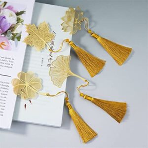 Metal Bookmarks with Chain Golden Hollow Leaf Bookmark Unique Leaf Plant Gifts Bookmark for Women Men Book Lovers Writers Readers(Apricot Chain)