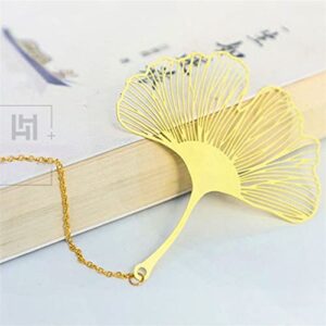 Metal Bookmarks with Chain Golden Hollow Leaf Bookmark Unique Leaf Plant Gifts Bookmark for Women Men Book Lovers Writers Readers(Apricot Chain)