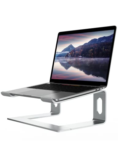 ALASHI Laptop Stand for Desk, Aluminum Computer Riser, Ergonomic Notebook Holder, Detachable Metal Laptops Elevator, PC Cooling Mount Support 10 to 15.6 Inches Notebook, Silver