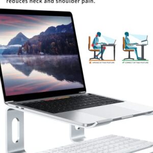 ALASHI Laptop Stand for Desk, Aluminum Computer Riser, Ergonomic Notebook Holder, Detachable Metal Laptops Elevator, PC Cooling Mount Support 10 to 15.6 Inches Notebook, Silver