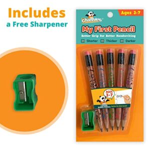 Channie's My First Pencil, Easy-to-Hold Write Size Graphite Jumbo Barrel Presharpened Wooden 2B Small Pencils for 3-7 Year Olds, Brown Color, 2 Pack (5 Pencils Each)