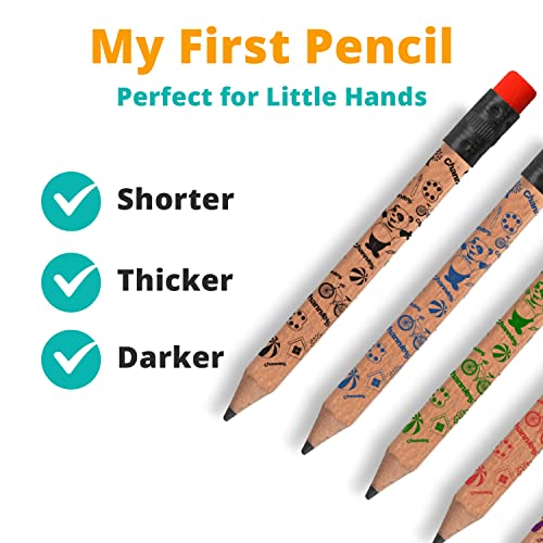 Channie's My First Pencil, Easy-to-Hold Write Size Graphite Jumbo Barrel Presharpened Wooden 2B Small Pencils for 3-7 Year Olds, Brown Color, 2 Pack (5 Pencils Each)