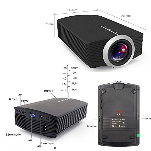 WDBBY YG500/YG510 Mini Projector Support 1080P 1800Lumen Portable LCD LED Projector Home Cinema USB HDMI Beamer Bass Speaker (Size : YG510)