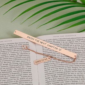 Custom Bookmark With Heart Chain for Book Lover Personalized Inspirational Retirement Gifts for Boss Coworker Leaving Promotion Gift Graduation Birthday Valentine Day Gifts for Boy Girl Teen Mom Black