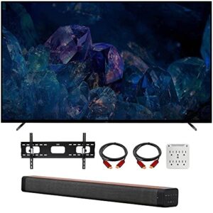 sony xr55a80k bravia xr a80k 55 inch 4k hdr oled smart tv 2022 model bundle with deco gear 60w 2.0 channel soundbar, 37″-100″ tv wall mount bracket bundle and 6-outlet surge adapter