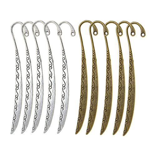 AMLESO 10pcs Bronze Silver Vintage Alloy Bookmarks with