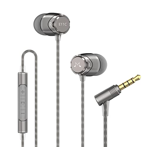 SoundMAGIC E11C Wired Earbuds with Microphone HiFi Stereo Earphones Noise Isolating in Ear Headphones Powerful Bass Tangle Free Cord Gunmetal