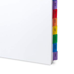 Blue Summit Supplies 12 Month Dividers for Binders, Jan to Dec Monthly Tabs, Includes Customizable Table of Contents Index, 6 Sets