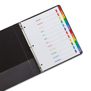 Blue Summit Supplies 12 Month Dividers for Binders, Jan to Dec Monthly Tabs, Includes Customizable Table of Contents Index, 6 Sets