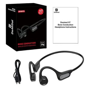 D DOMISOL Bone Conduction Headphones Wireless, Open-Ear Bluetooth Sport Earphones with Mic, Waterproof Sweat Resistant Headset for Running Cycling Hiking Gym Workouts-Black