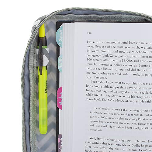 Good Ruby Compact Bible Cover with Carrying Handle, Book Protector with Pocket Colorful Chevron Bible Carrying Case with Zipper and Pen Holder for Women, Teens, Girls, Females (Gray)