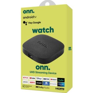 onn android tv 4k uhd streaming device with voice remote control & hdmi cable