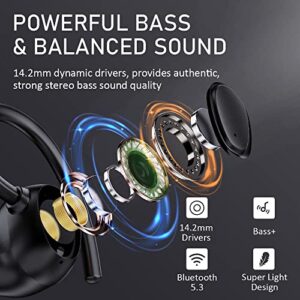 Wireless Earbud, Bluetooth 5.1 Headphones Sport Wireless Bluetooth Earphones in Ear Noise Cancelling Earbud with Mic Deep Bass, Earhooks Ear Buds IP7 Waterproof 48H Headset for Running Gym[2021 New]