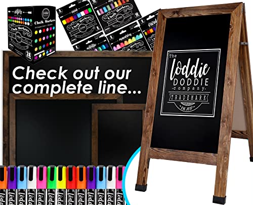 Loddie Doddie 18x24 Rustic Framed Chalkboard Calendar and Bulletin Combo Board. Includes Chalk Markers, Push-Pins and Magnets. Blackboard - Calendar - Cork Board. Perfect for Organizing Your Space