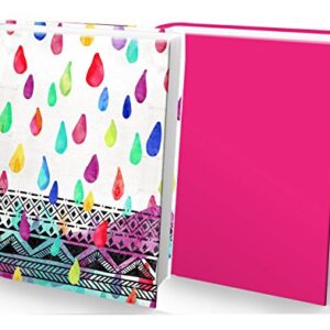 Book Sox Fabric Jumbo Book Covers - Watercolor Rain Drops Print and Magenta Solid (2 Items)