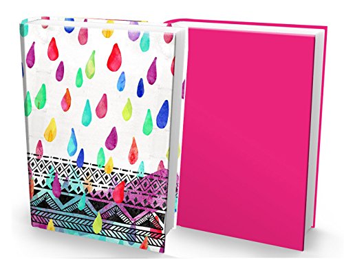 Book Sox Fabric Jumbo Book Covers - Watercolor Rain Drops Print and Magenta Solid (2 Items)