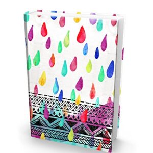 Book Sox Fabric Jumbo Book Covers - Watercolor Rain Drops Print and Magenta Solid (2 Items)