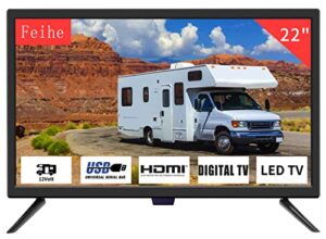 feihe 22 inch tv, 1080p led widescreen hdtv with digital atsc tuners, 22 inch flat screen tv with hdmi, vga, rca, usb for kitchen, rv, bedroom, caravan