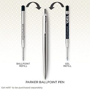 Parker Jotter Ballpoint Pen, Stainless Steel with Chrome Trim, Medium Point, Blue Ink, Gift Box