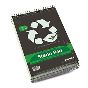 KAISA Steno Pad Notebook, Recycled Paper Gregg Ruled 6" x 9" Green Paper Notebook, 80 Sheets, 6pcs Notepad, KSU-06436