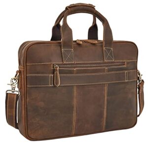 Luxorro Full Grain Leather Briefcases For Men, Handcrafted Leather Laptop Bag For Men, Our Leather Bags For Men Come In A Beautiful Gift Box, Perfect Christmas Gifts For Men, Brown, Fits 15.6" Laptop