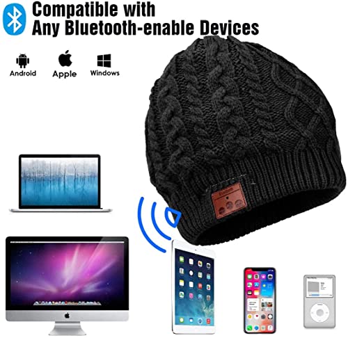 ZRUHIG Bluetooth Beanie,Stereo Knit Music Hat with Bluetooth V5.0 Wireless Hats Headphone Upgraded Unisex Knit Bluetooth Beanie Suitable for Outdoor Sports,Gift