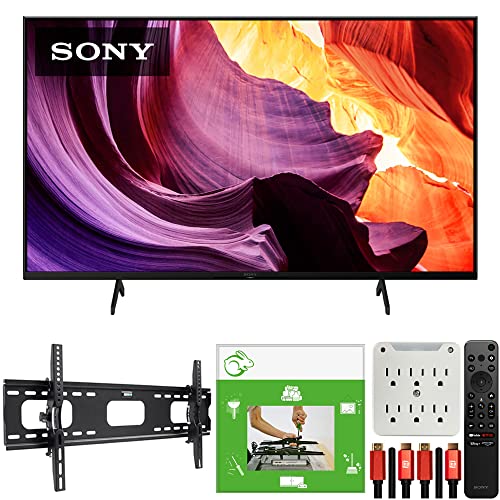 Sony KD-43X80K 43" X80K 4K Ultra HD LED Smart TV 2022 Model Bundle with TaskRabbit Installation Services + Deco Gear Wall Mount + HDMI Cables + Surge Adapter